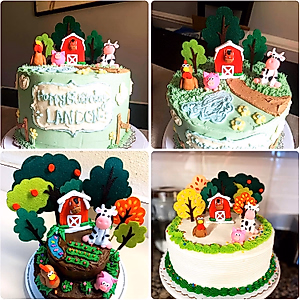 JeVenis Farm Animal Cake Decoration Farm Animal Birthday Cake Topper Cow Cake Decoration for Farm Animal Baby Shower Birthday Party Decorations