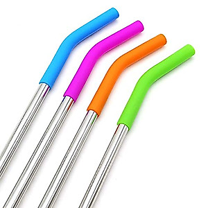GFDesign Food Grade Silicone Straw Elbows Tips Soft Reusable Metal Stainless Steel Straw Nozzles Only Fit for 5/16" Wide (8mm Outer Diameter) Multicolor - Set of 8