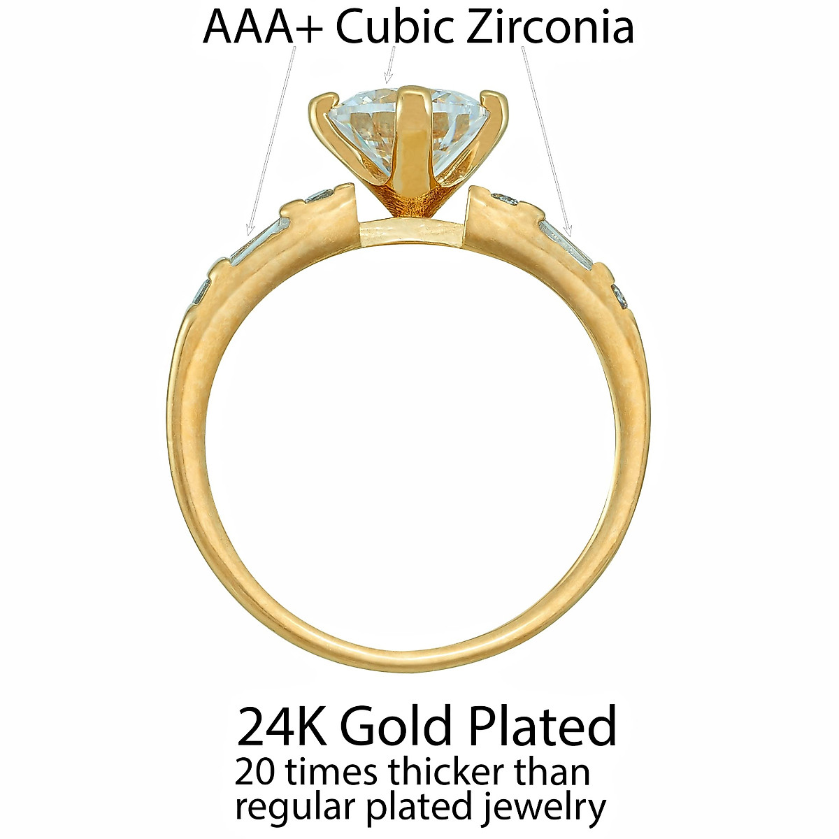 LIFETIME JEWELRY Circle Cubic Zirconia Wedding Ring for Women & Teen Girls 24k Gold Plated (9)