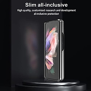 ZTOFERA for Samsung Galaxy Z Fold 3 5G Case,Carbon Fiber Premium PU Leather Ultra Thin Shookproof Anti-Fall Folding Screen Phone case Compatible with Samsung Galaxy Z Fold 3 5G(2021)-Black