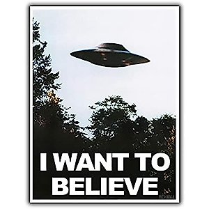 BESTWD X Files I Want to Believe UFO Metal Sign Wall Plaque Metal Man Cave