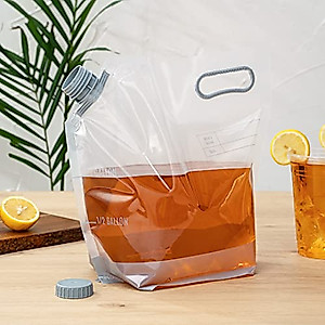 Restaurantware Cater Tek 1 Gallon Water Containers 10 Drink Bags - Collapsible Includes Tamper-Evident Caps Clear Plastic Beverage Bags For Catered Events Camping or Hiking Durable Handle