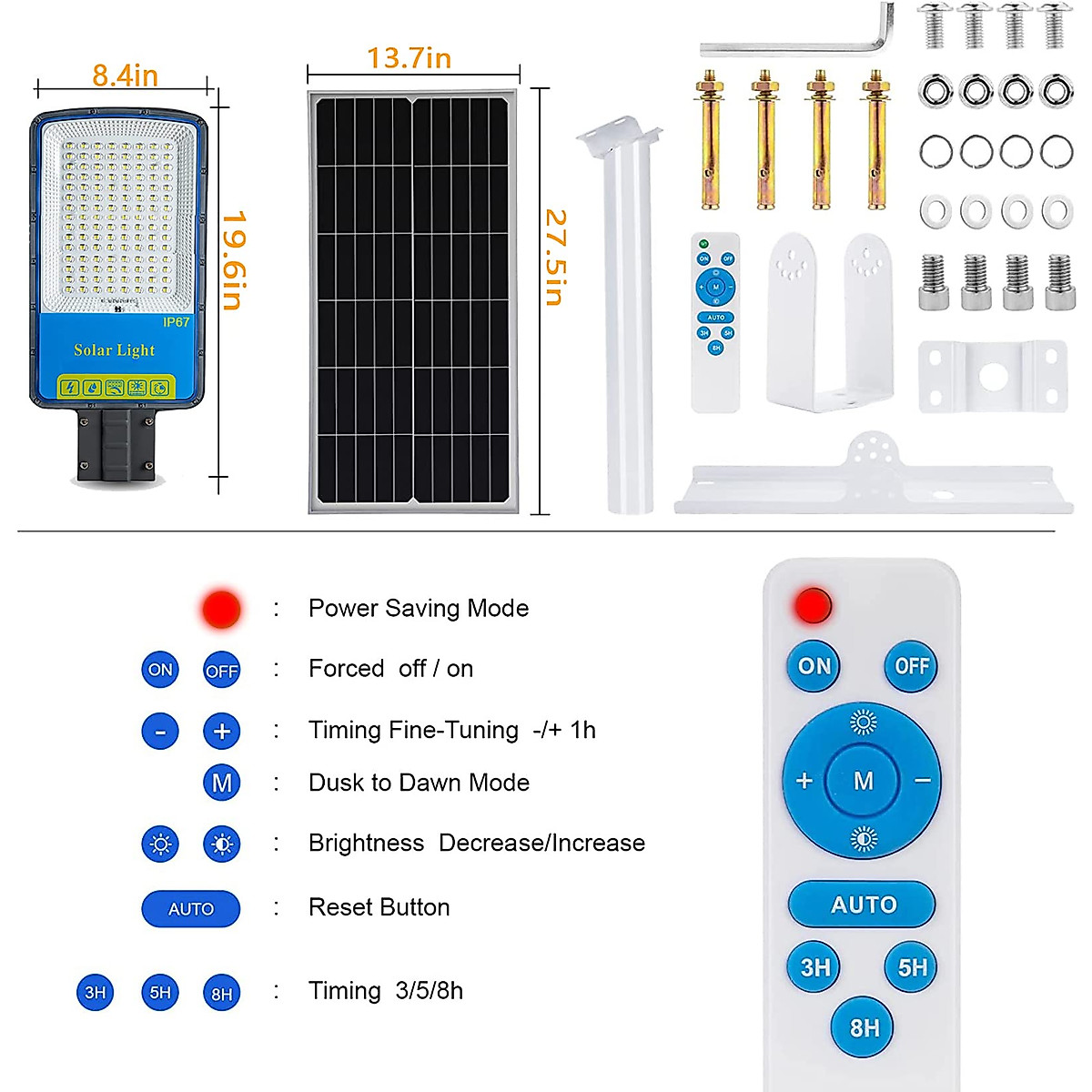 1800W Solar Street Light, 235000 Lumens Dusk to Dawn Solar Outdoor Lights Remote Control Waterproof IP67 6500K Security Solar Flood Light for Yard, Garage, Garden
