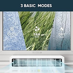 Upstreman 8100 BTU Window Air Conditioner, Cools up to 380 Sq. Ft, Full View, With Open Window Flexibility, Energy Saving, Remote Control (Fits up to 11" Wide Window Sill)-N2