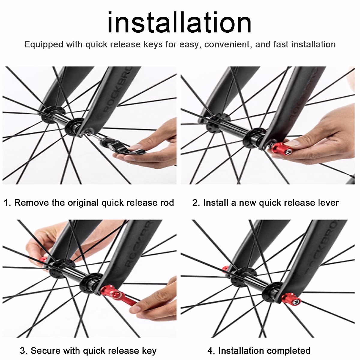 Bike Axle Quick Release Skewer, Aluminum Alloy Road Bike Anti Theft Quick Release Secure Lock Skewers Set Cycling Wheels Locking(Black)