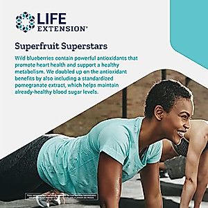 Life Extension Blueberry Extract & Pomegranate – Antioxidants Supplement with Wild Blueberry & Pomegranate Polyphenols for Brain and Heart Health - Gluten-Free, Non-GMO, Vegetarian – 60 Capsules
