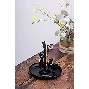 Kikkerland Black Cats Portable Handheld Compact Metal Steel Travel Organizer Jewelry Accessory Holder Storage Stand, for Bracelets, Earrings, Necklaces, Rings, Anklets