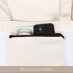 cycleacc Yoga Mat Bag, Gym Tote Bag for Women with Large Mat Carrier Pocket, Canvas Tote Bag for Workout, Pilates, Travel, Beach, Office (White)