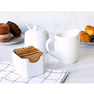 Kook Sugar and Creamer Set, 3 Piece, Pitcher, Sugar Bowl with Lid and Spoon, Sweetener Holder, White