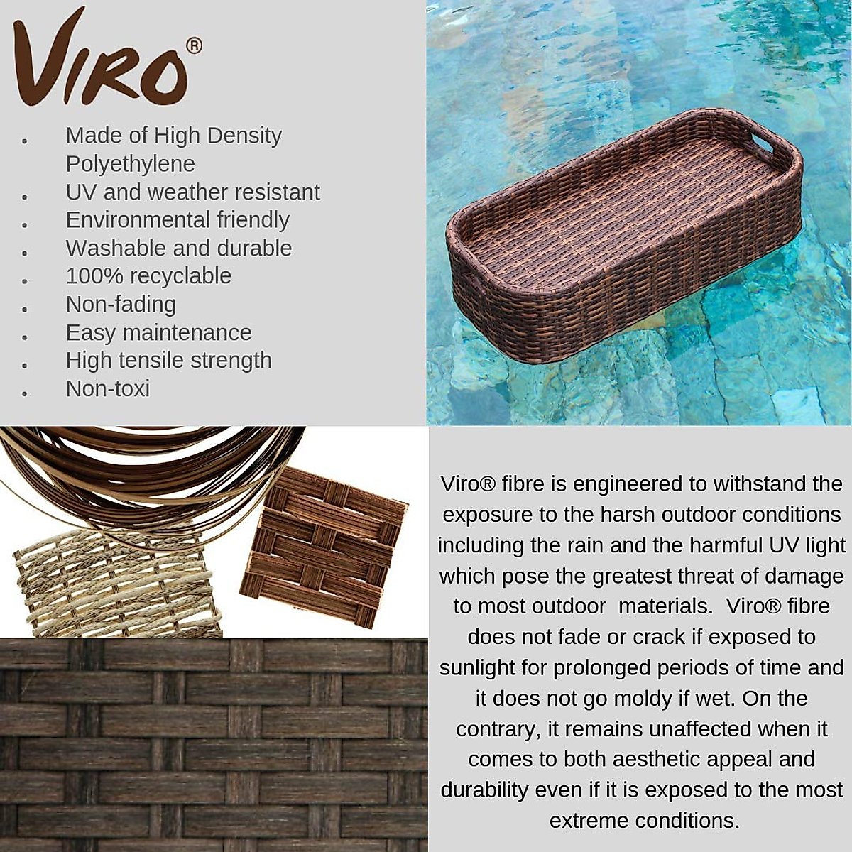 Floating Pool Tray Floating Serving Tray Table & Bar - Swimming Pool Floats for Adults, Spas, & Pool Parties - Floating Tray for Pool Serving Drinks, Floating Brunch, Food on The Water - Honey
