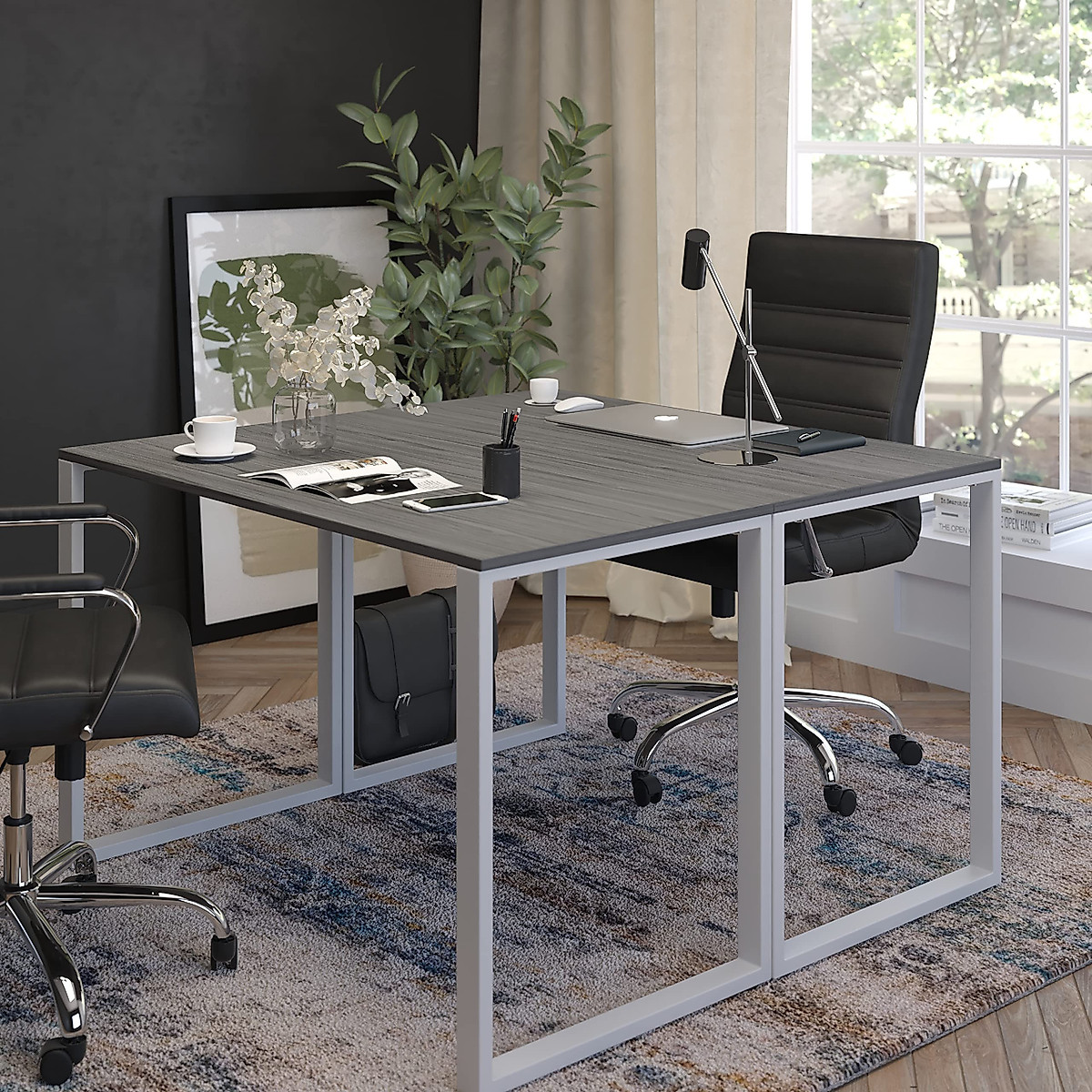 Flash Furniture Kimberly Tiverton Industrial Modern Desk-Rustic Gray/White Commercial Grade Computer Desk-47" Sturdy Home Office Desk-Writing Desk