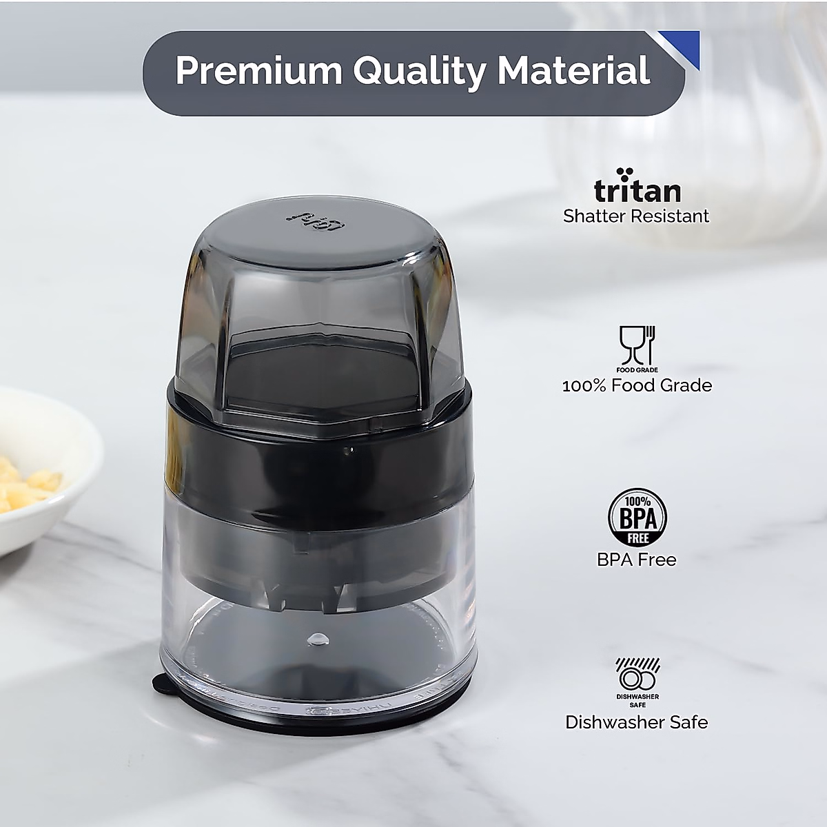 Garlic Press Grinder, UHIYEE BPA-Free Garlic Crusher Mincer, Garlic Press Tool Dishwasher Safe, Easy-Clean, Ideal Kitchen Gifts