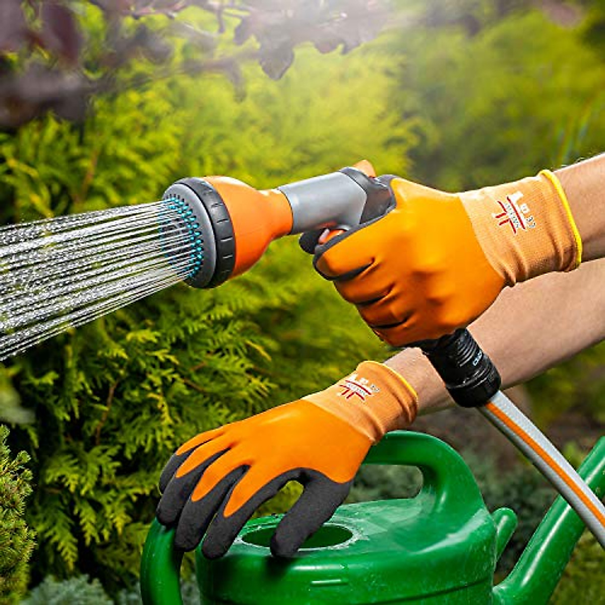 SAFEAT General Waterproof Work Gloves for Men and Women – Flexible, Double Coated Latex, Multipurpose, Sandy Grip Foam 1 Pair (Large)