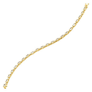 5 7/8 ct Simulated Aquamarine Tennis Bracelet with Cubic Zirconia in 14K Gold-Plated Sterling Silver, 7"