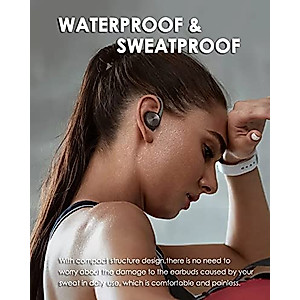 Wireless Earbuds with Earhooks Bluetooth Earbuds with Ear Hook Sport Waterproof Headphones Noise Cancelling Ear Buds with Microphone Running Workout Gym Earphones LED Power Display for Android iOS