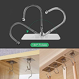 YCYBAB2J Large Adhesive Hooks, Wall Hooks for Hanging Self Adhesive Hooks Heavy Duty 30LB Max Capacity, Stainless Steel Towel Door and Coat Hooks Hanging for Kitchen, Bathroom, Home,10 Pack