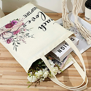 4 Pcs Teacher Tote Bag Appreciation Reusable Canvas thanks Gifts for Women with Interior Pocket for Friend Coworker
