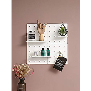 Wall Plastic Decorative DIY Convenient Pegboard Wall Mount Display Wall Organization Storage Wall Shelf for Living Room Kitchen Bathroom Office ，Set of 2