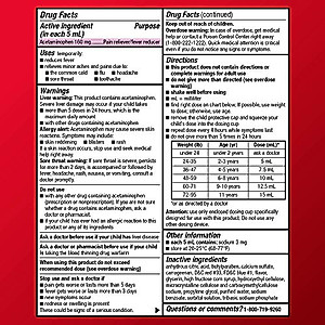 Amazon Basic Care Children's Pain & Fever Oral Suspension Acetaminophen 160 mg per 5 mL, Grape Flavor, Fast, Effective Pain Reliever and Fever Reducer for Children, 4 Fluid Ounces