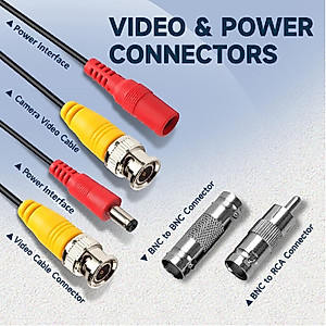 100ft/30M All-in-One BNC Video Power Cables, BNC Extension Surveillance Camera Wires for CCTV Camera DVR NVR Systems (2PCS BNC Connectors Included)