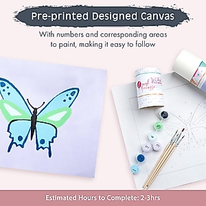 Pink Picasso Kits Paint by Number for Kids Ages 8-12 | DIY Beginner Kids Craft Kit Acrylic Paint Canvas Painting Art Kits & Wall Decor as Seen On Shark Tank | (Butterfly) 8x10-Paint Kit Set