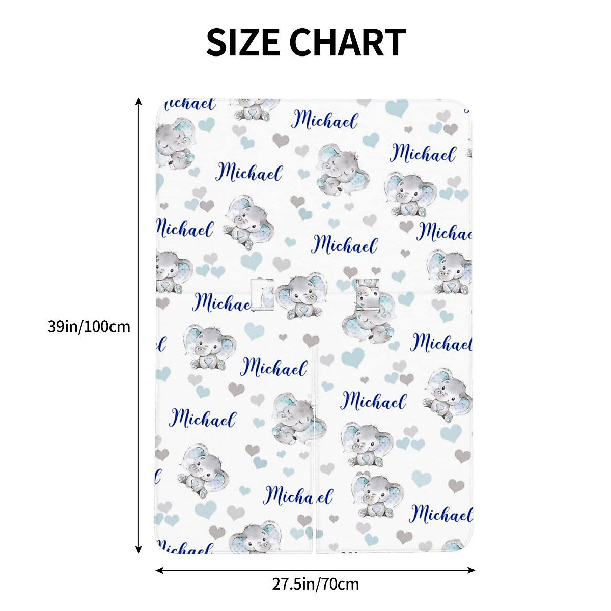 TOMASIAN Personalized Cute Elephant Baby Car Seat Canopy for Babies with Name, Custom Multi-use Blankets Girls Boys, Minky Nursing Breastfeeding Stroller Cover Canopies Newborn, 27.5in x 39in