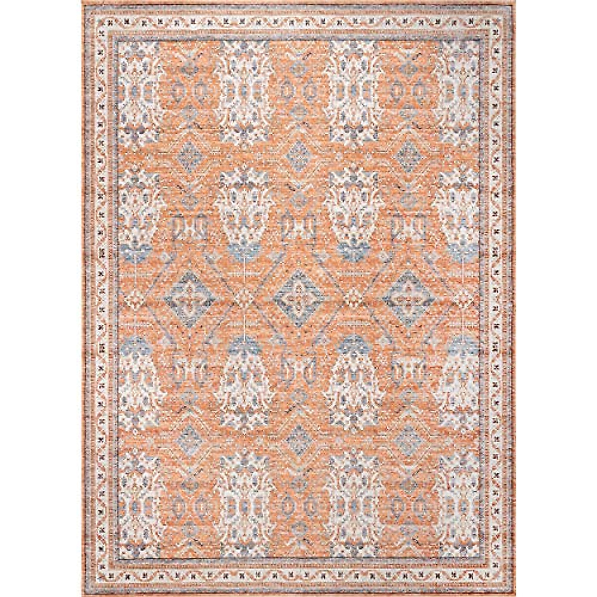 nuLOOM Sky Machine Washable Global Inspired Area Rug, 4' x 6', Rust