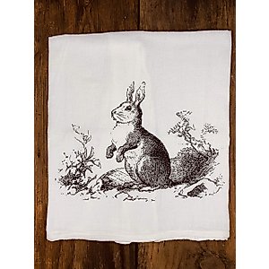 Tea Towel | Vintage Rabbit | Easter | Spring Bunny Hare | Dish Towel | Farmhouse Decor