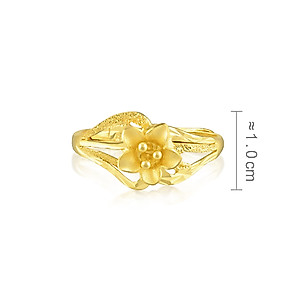 CHOW SANG SANG 999.9 24K Gold Price-by-Weight 3.36g Gold Floral Ring for Women and Wedding Occasion 48949R | Size: Adjustable