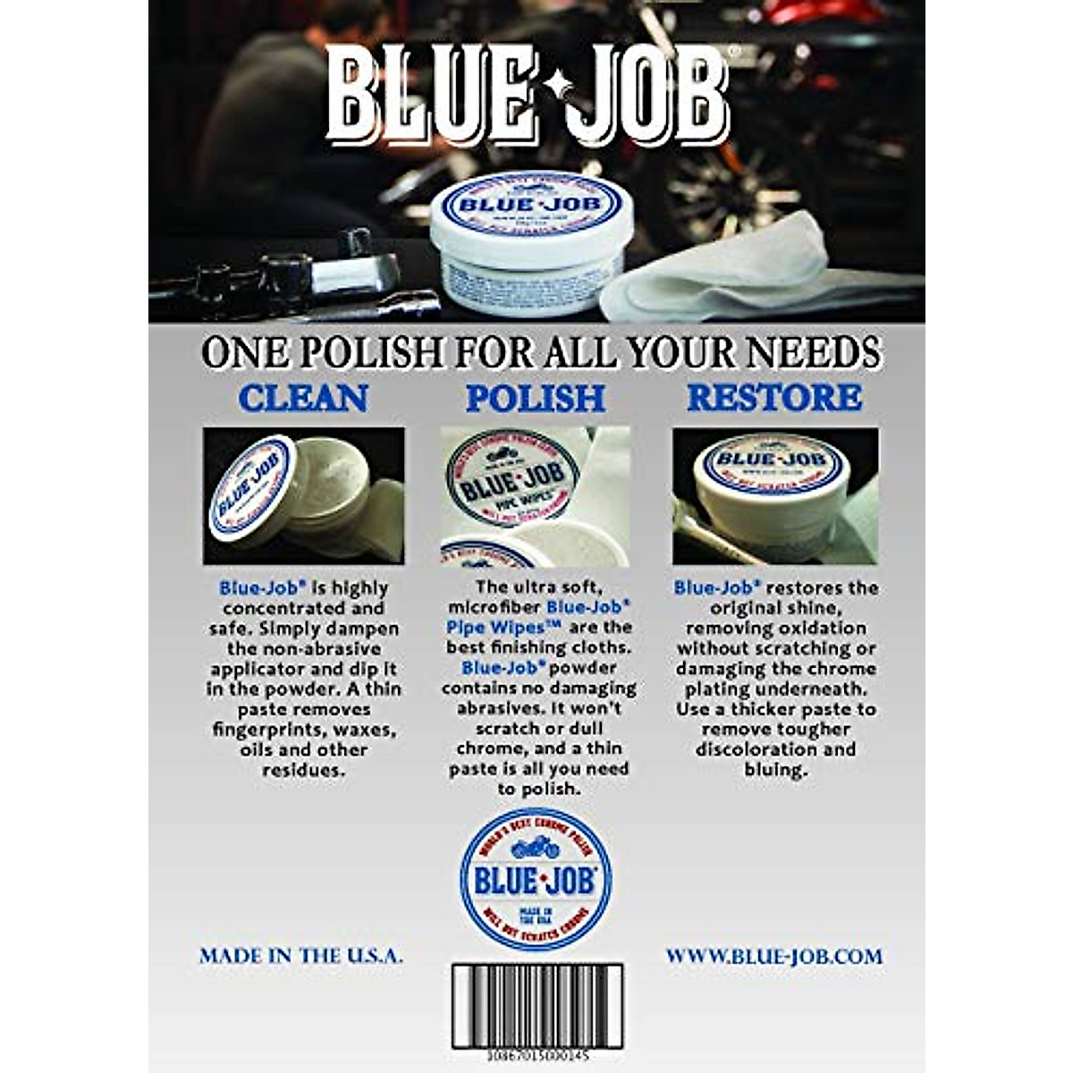 Blue-Job® Chrome Polish - Perfect for Your Motorcycle! One Polish for All Your Needs