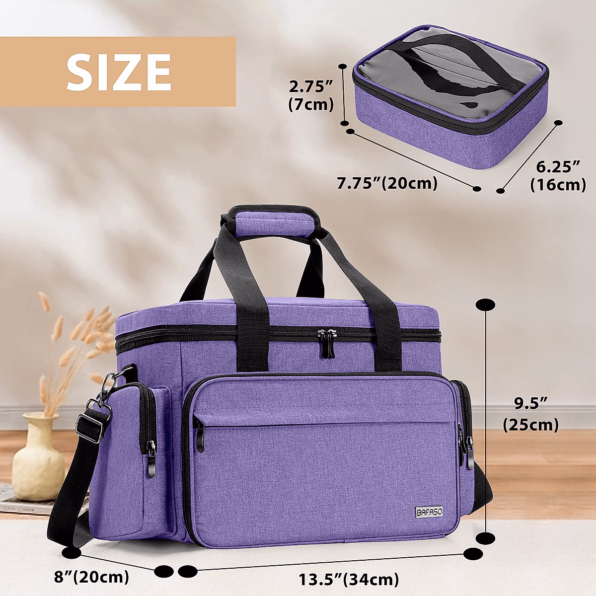 BAFASO Large Makeup Bag with 2 Removable Pouches and Detachable Dividers, Multifunctional Cosmetic Bag to Keep Makeup and Hair Supplies (Patent Pending), Purple
