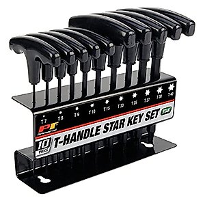 Performance Tool W80276 10-Piece Star T-Handle Allen Wrench Set, Long Arm Hex Key Wrench Set