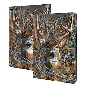 Camo Buck Deer Case iPad 10.2 Case, Ipad 7th/8th/9th Generation Case Premium Pu Leather Stand Cover Case,Protective Shockproof Cover Auto Sleep Wake