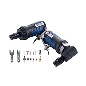 Air die grinder, NEU PNEUPACTURE die grinder set, straight/angle mini die grinder set, with 1/4 and 1/8 inch collets, apply to working in tight spaces