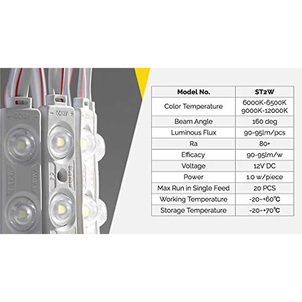 MELDIKISO LED Module, White Light for Window, Storefront Decoration, SMD 116ft 2835 Waterproof, 3 LED Chips, 1W, DC12V, IP65, Beam Angle 160°, Bulk for Channel Letter Light Box Signs (50PC)