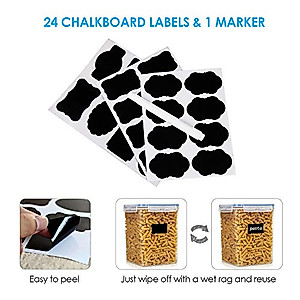 Vtopmart Large Food Storage Containers 5.2L / 176oz, 4 Pieces BPA Free Plastic Airtight Food Storage Canisters for Flour, Sugar, Baking Supplies, with 4 Measuring Cups and 24 Labels, Blue