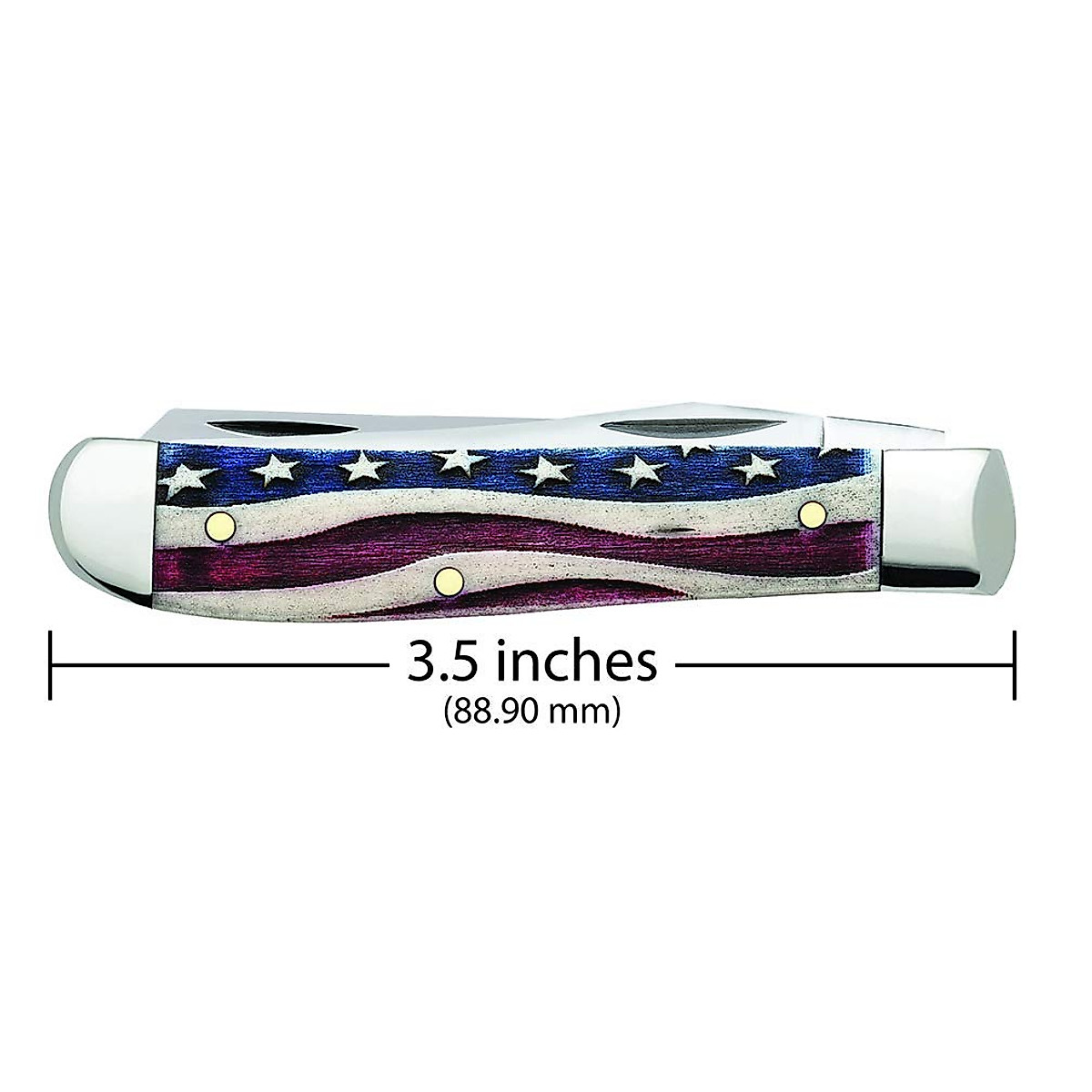 Case WR XX Pocket Knife Patriotic Smooth Natural Bone Mini Trapper Item #64135 - (6207 SS) - Length Closed: 3 1/2 Inches