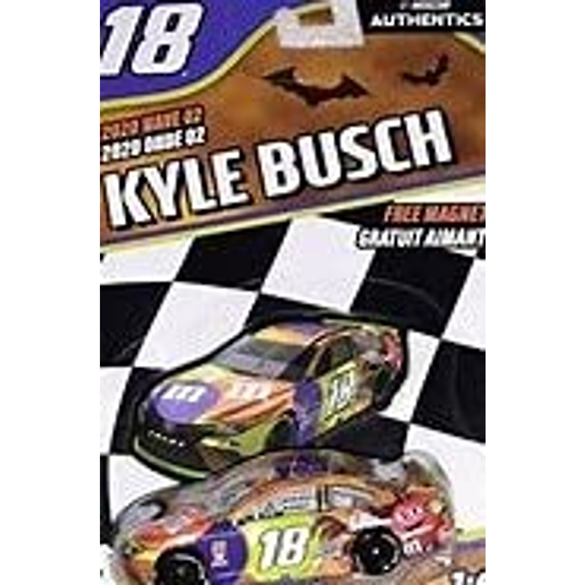 Winners 2020 Wave 02 Halloween Kyle Busch #18 1/64th Scale Diecast with Mini Car Insert Car Measures 3 inches L x 1 inches W x 1 inches Tall