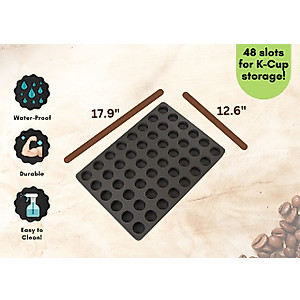 Polar Whale 2 Coffee Pod Storage Organizers Tray Drawer Insert for Kitchen Home Office Waterproof 12.6 x 17.9 Inches Holds 48 Compatible with Keurig K-Cup Durable Dark Gray Foam Made In The USA