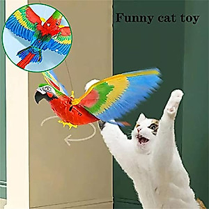 dhaonxb Simulated Birds Hanging Pet Toy,Bird Mechanical Flying Toy,Bird Interactive Cat Toy,Colorful Simulation Hanging Flying Bird Interactive Electric Toy Pet Supplies (B)