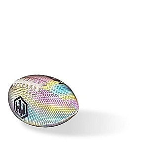 HW HOLOWIN Holographic Luminous Light Up Reflective Football for Night Games & Training, Glowing in The Dark, Great American Football Gifts for Men (Black, Official (Size 9))