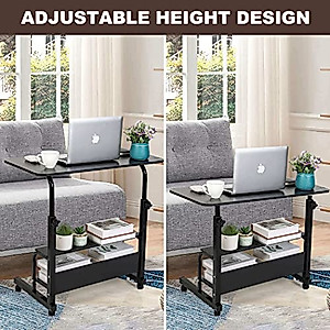 Laptop Desk Removable and Adjustable Height Table for Bedroom Bedside Table Lazy Sofa Table Minimalist Office Desk Home Student Writing Desk Desk, Small Standing Desk with Storage TV Tray Table.Black