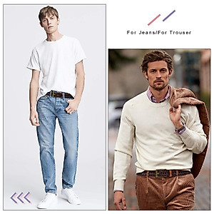 JASGOOD Men's Braided Leather Belt, Braided Woven Belt for Men Casual Jeans with Solid Strap Single Prong Buckle (B-Brown,Suit for Pant Size 38-42 inch)