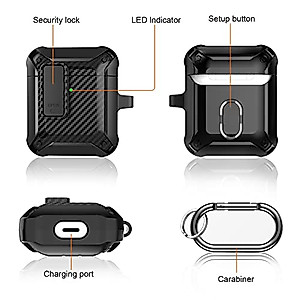 leQuiven for AirPod Case, Cover for AirPods 2nd Generation Case with Lock, Case Cover for AirPod Case 1st Generation, Supports Wireless Charging for AirPods 1st & 2nd [Front LED Visible]