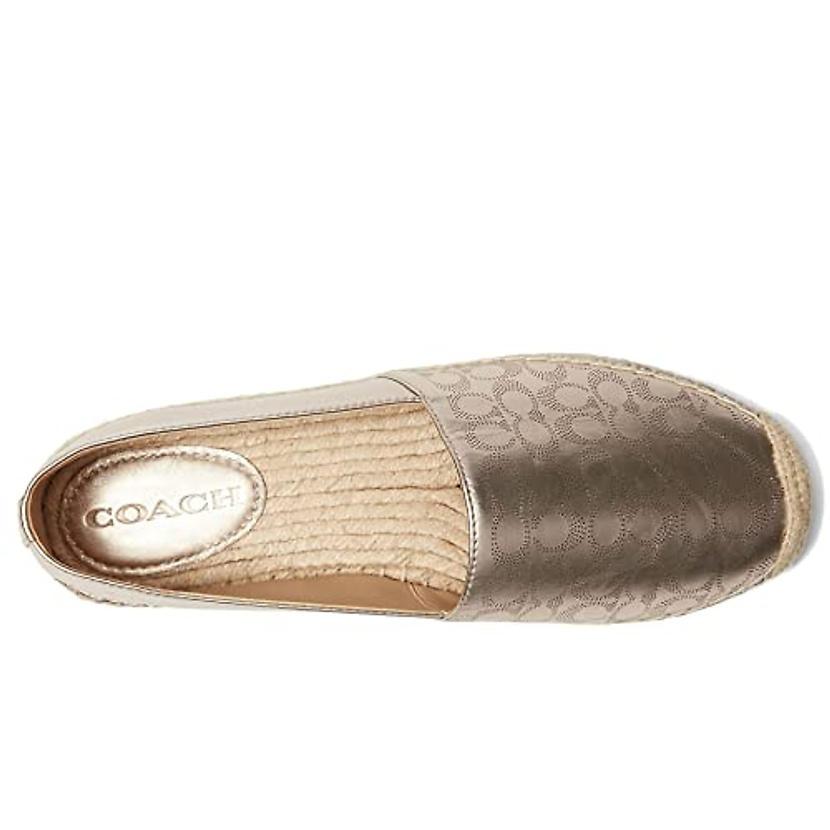 COACH Carley Metallic Leather Espadrille Platinum Champagne 5 B (M)