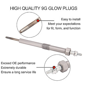 12639701 Diesel Glow Plugs 9G for Duramax LLY LML LMM Chevy&GMC LBZ LGH 6.6L, 2006 2007 2008 2009 2010 2011 2012 2013 2014 2015 2016 Silverado, Savana, Sierra, Express Replaces# 97364968