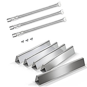 QuliMetal SUS304 Grill Burner and 7620 Flavor Bars for Weber Genesis 300 Series (2011-2016), Genesis E310 E320 E330 S310 S320 S330 Gas Grills with Front Control Panel