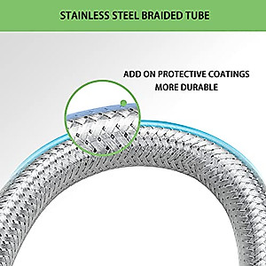 HYAHDEN 38 Inch Flexible Stainless Steel Pre-rinse Sprayer Hose for Commercial Kitchen Sink Faucet, Commercial Faucet Parts Replacement Kit 38”Stainless Steel Sprayer Hose for commercial faucet
