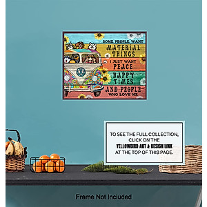 Inspirational Quotes Wall Decor - Sunflower Wall Art - Hippie Wall Decor - Positive Sayings - Positive Gifts for Women - Hippie Van VW Bus Decor - 60s Wall Decor- Rustic Country Wall Decor - UNFRAMED