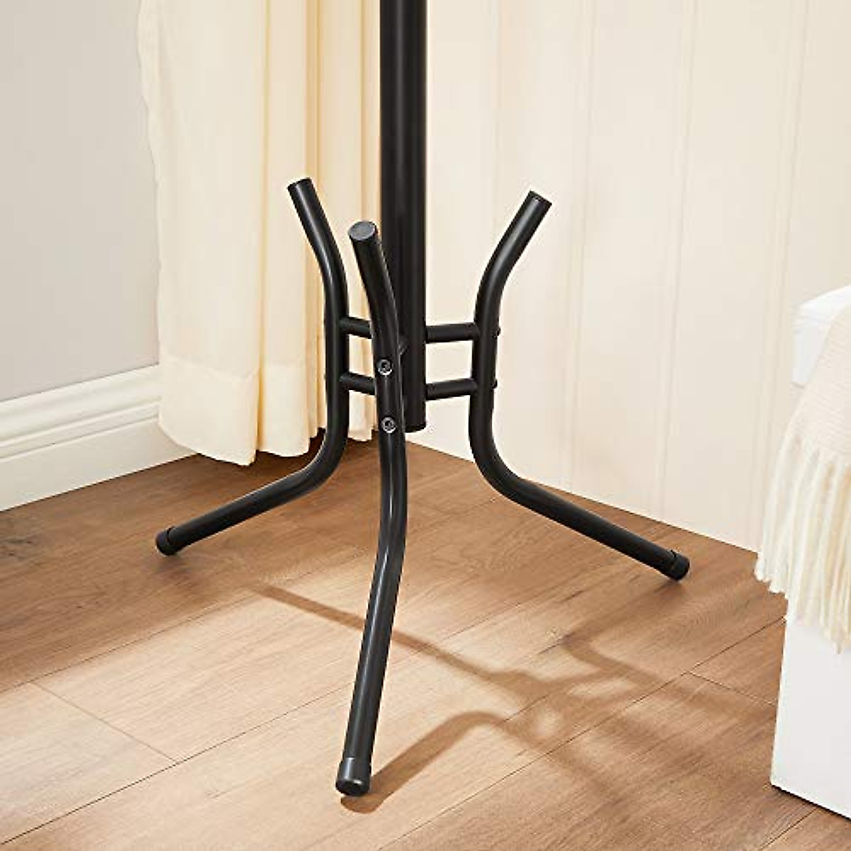 SONGMICS Coat Rack, Freestanding Metal Coat Tree, 11 Hooks with Ball Ends, for Entryway, Bedroom, Living Room, Black URCR028B01